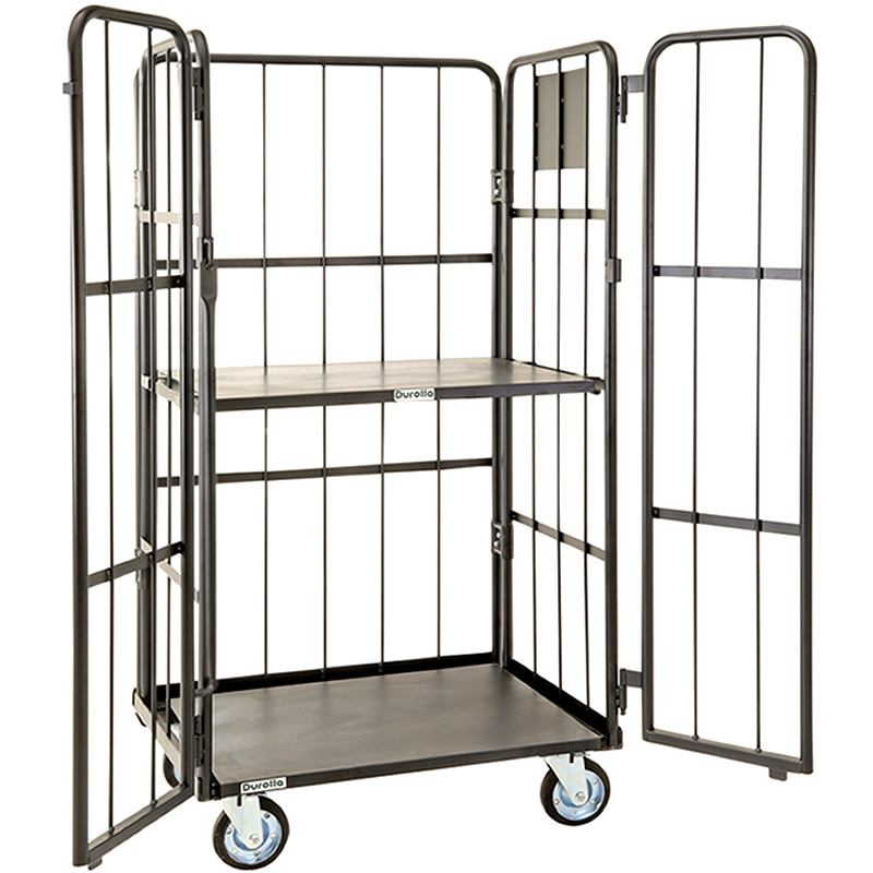 Heavy Duty Security Cage Trolley with Doors 500Kg Capacity (Matt Black)