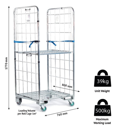 Two Side Roll Cage Stock Trolley | Material Handling Equipment ...