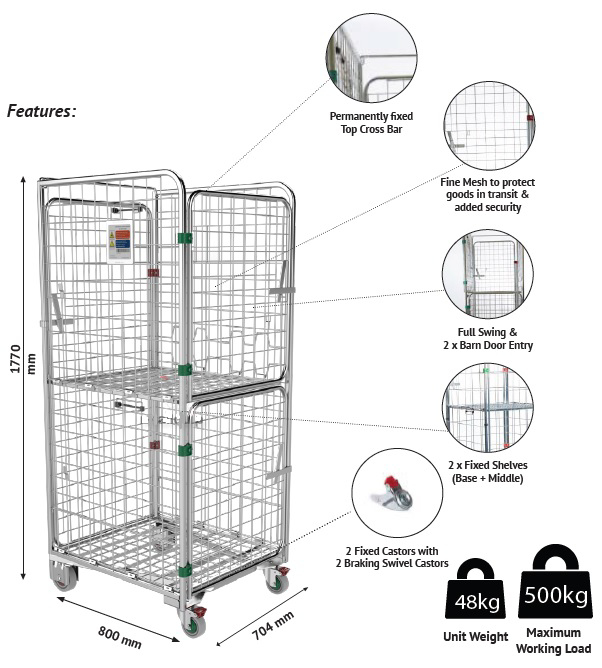 Four Sided Roll Cage Stock Trolley | Material Handling Equipment ...